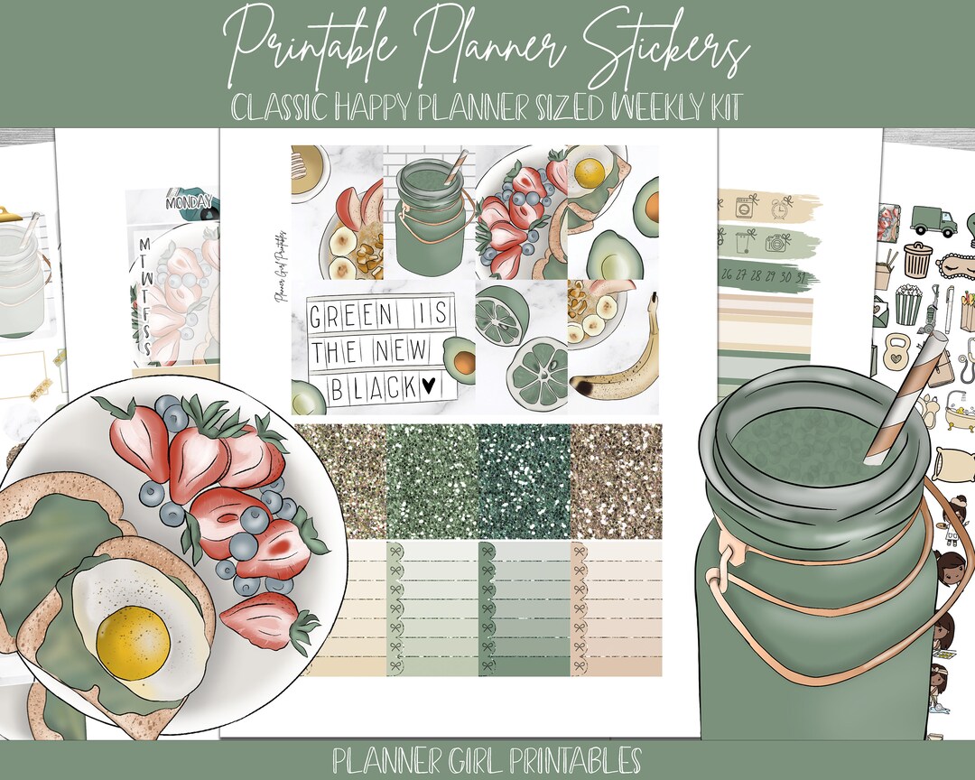 PRINTABLE Happy Planner Classic Stickers Weekly Kit | Healthy Eating ...