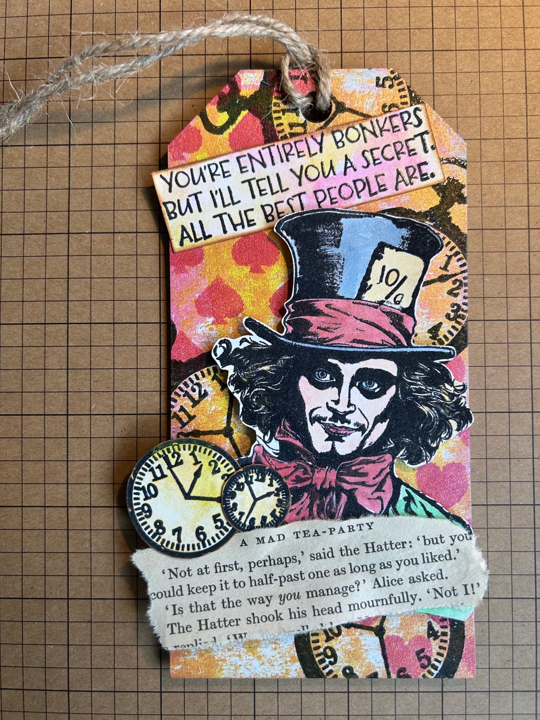 Mad Hatter Mixed Media Art Tag. Handmade Keepsake. Indigoblu Stamps ...