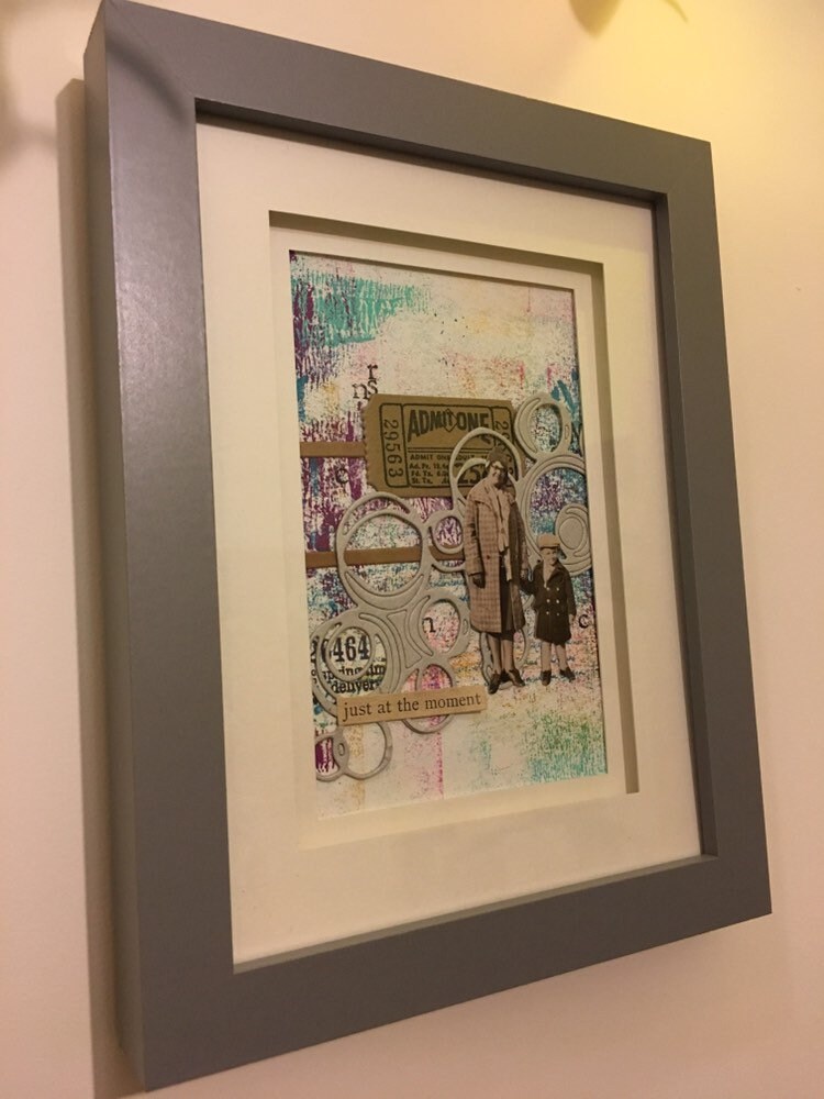 Unique Framed Mixed Media Collage - Just at That Moment. Unique Artwork ...