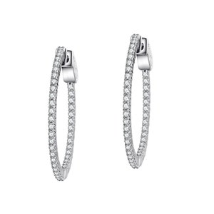 Silver 925 Inside Out White CZ Earring,silver 925 CZ Hoop Earring ...