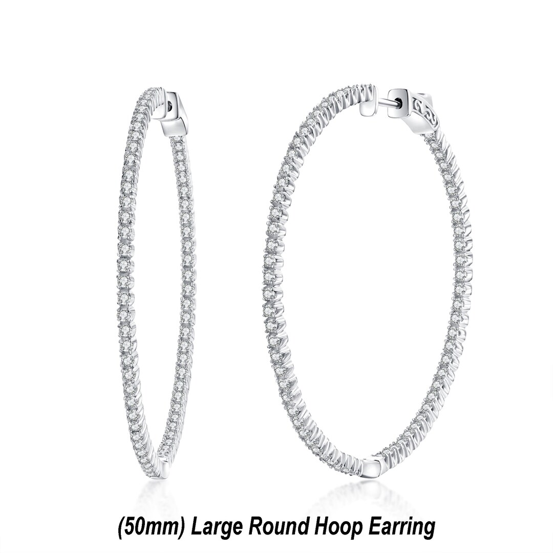 Silver 925 Inside Out White Cz Earring, Silver CZ Hoop Earring, CZ ...