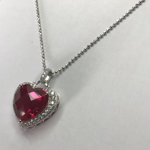 Ruby Heart Pendant Necklaceheart Pendant Necklacecubic - Etsy Canada