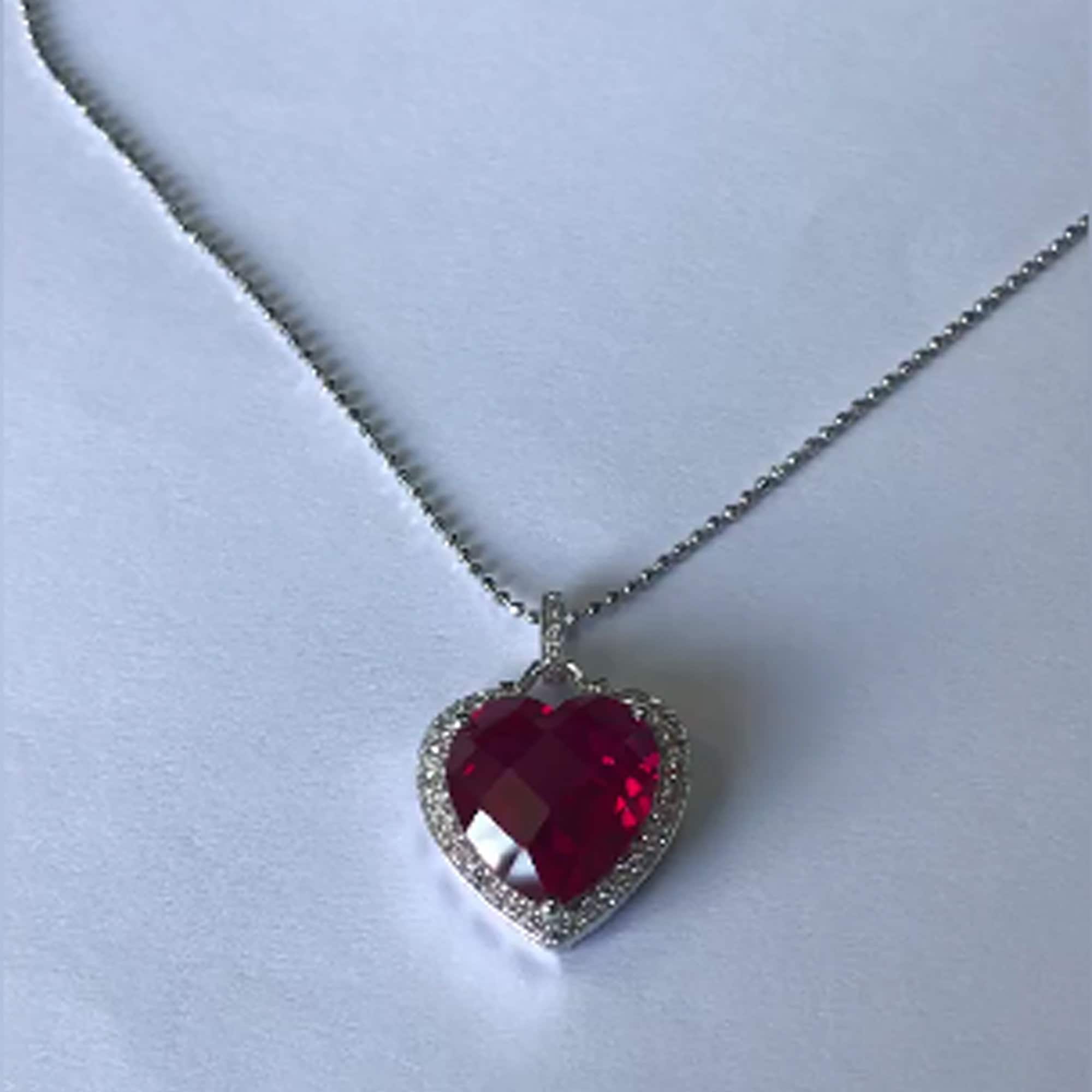 Ruby Heart Pendant Necklaceheart Pendant Necklacecubic - Etsy Canada