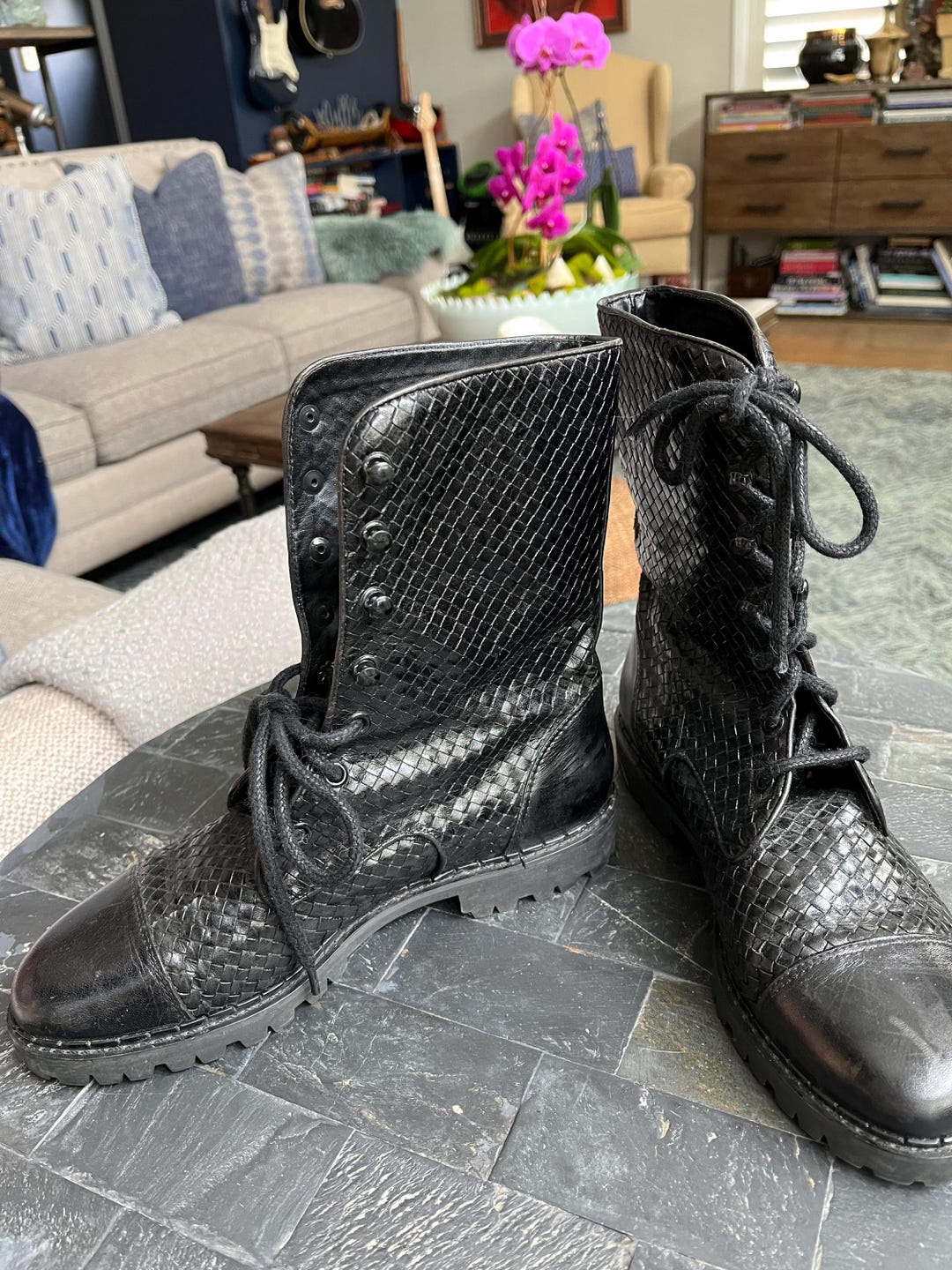 Sexy Woven Brazilian Made Leather Grommet Boots Size 8. - Etsy