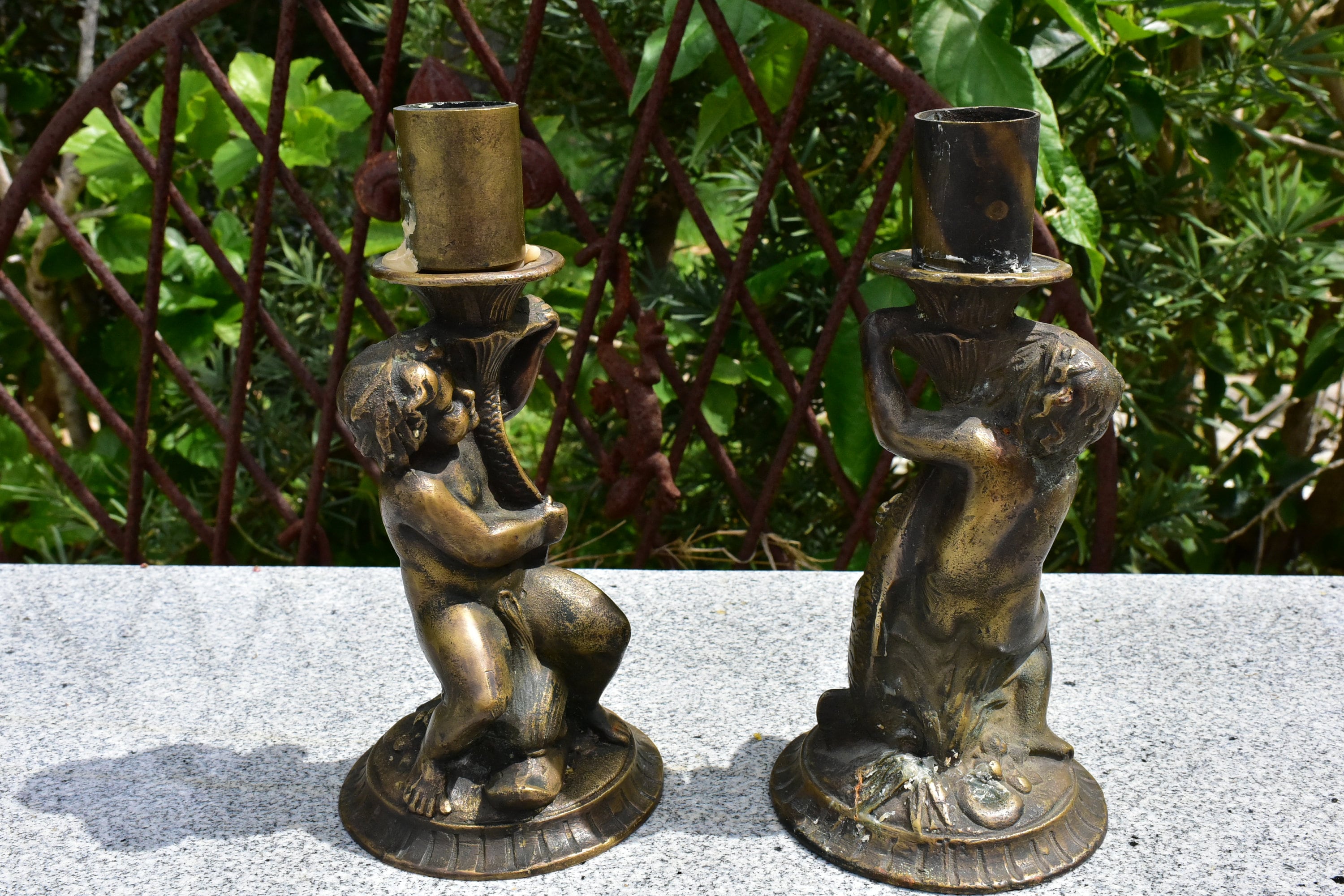 Pair of Brass Cherub Candlestick Holders - Etsy