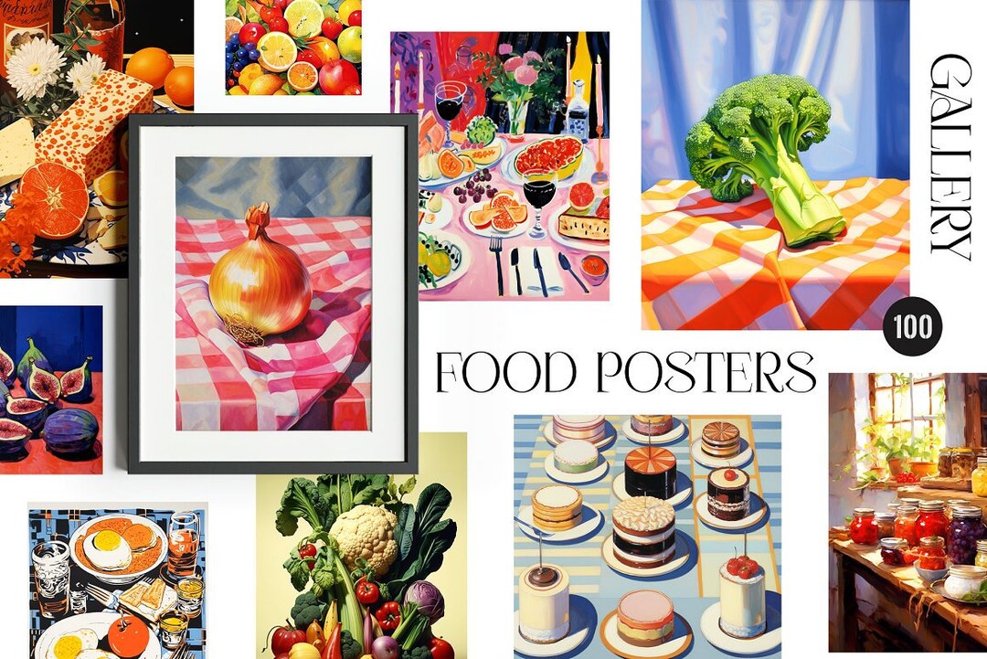 100 Printable Food Wall Art Prints for Home Decor - Pink Blue Red ...