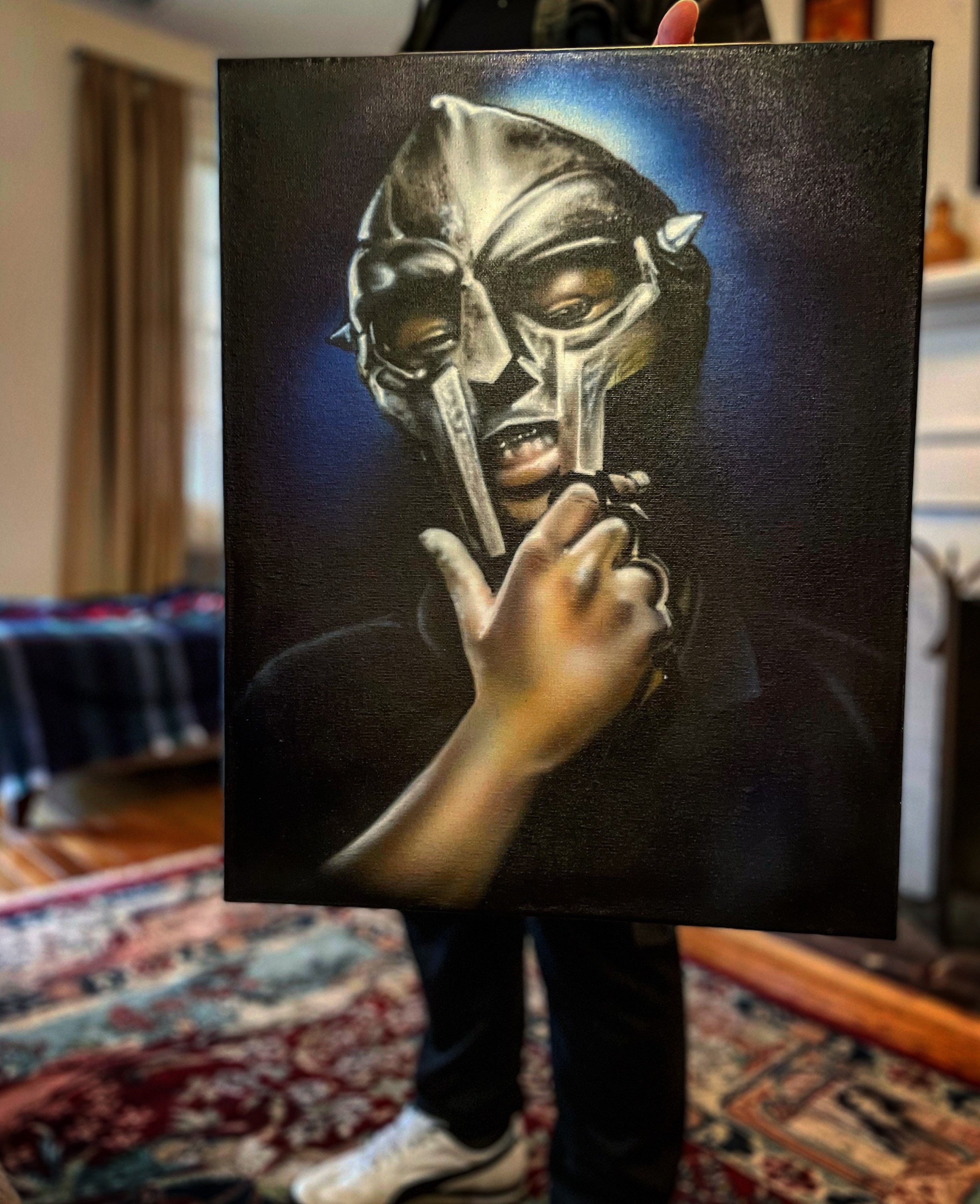 MF Doom Portrait Original Airbrush Art by BJM Hingley 16 X | Etsy