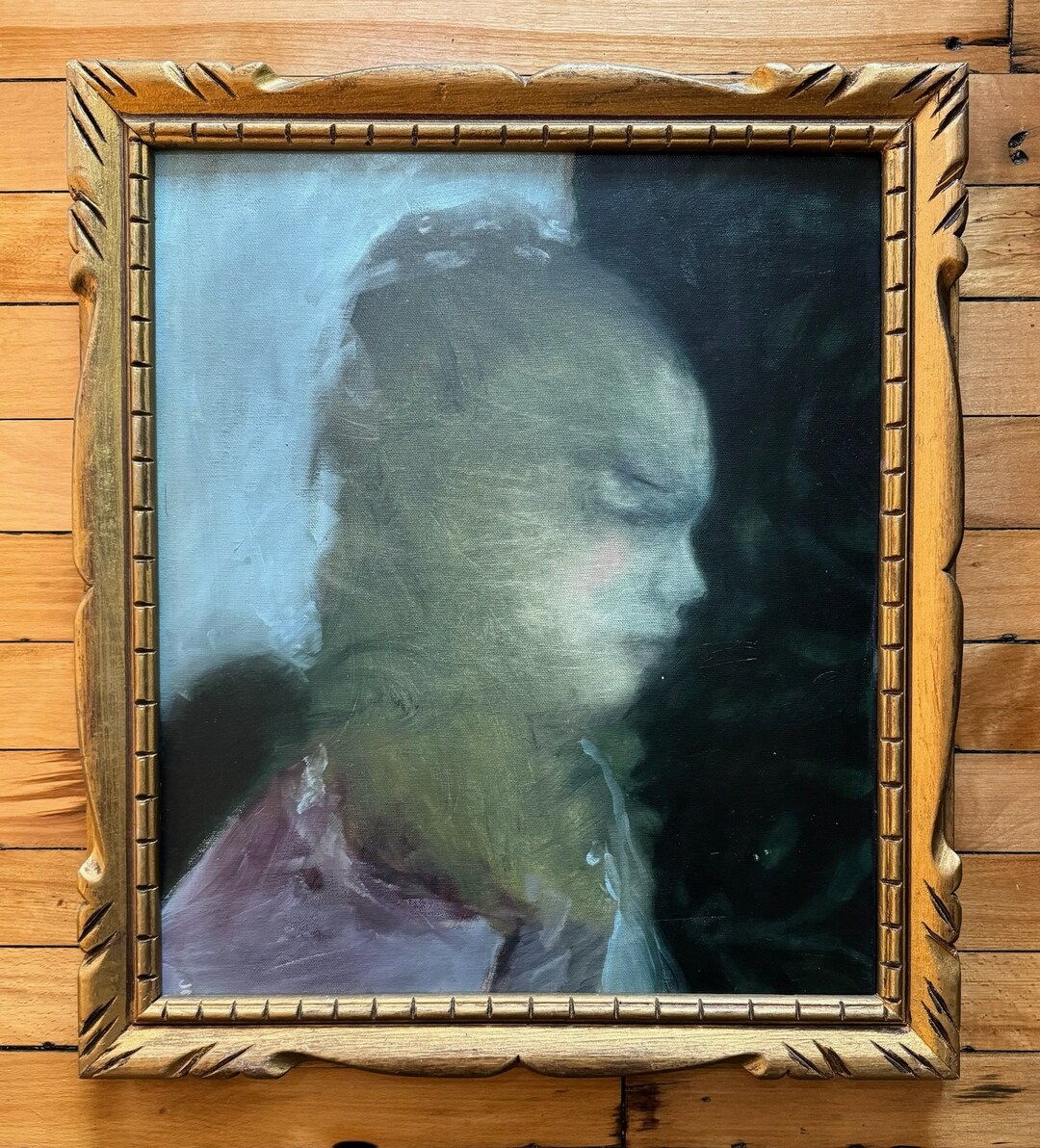 Original Expressionist Painting Dark Moody Vintage Gold Framed ...