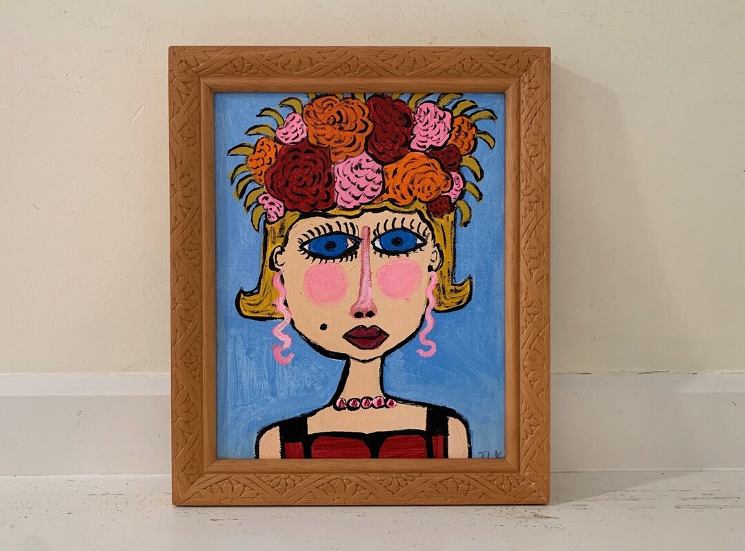 Outsider Art Portrait; Original Expressionist Contemporary Naive Framed ...