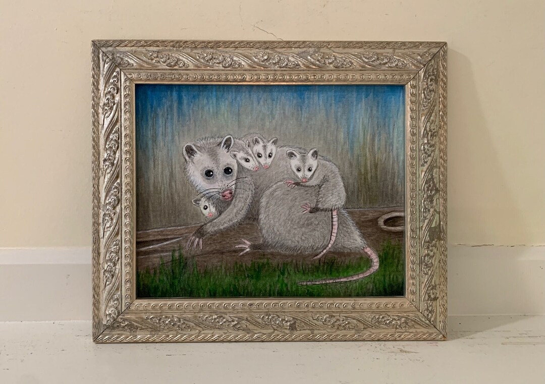 Outsider Art Painting, Original Naive Small Framed Cute Animal Portrait ...