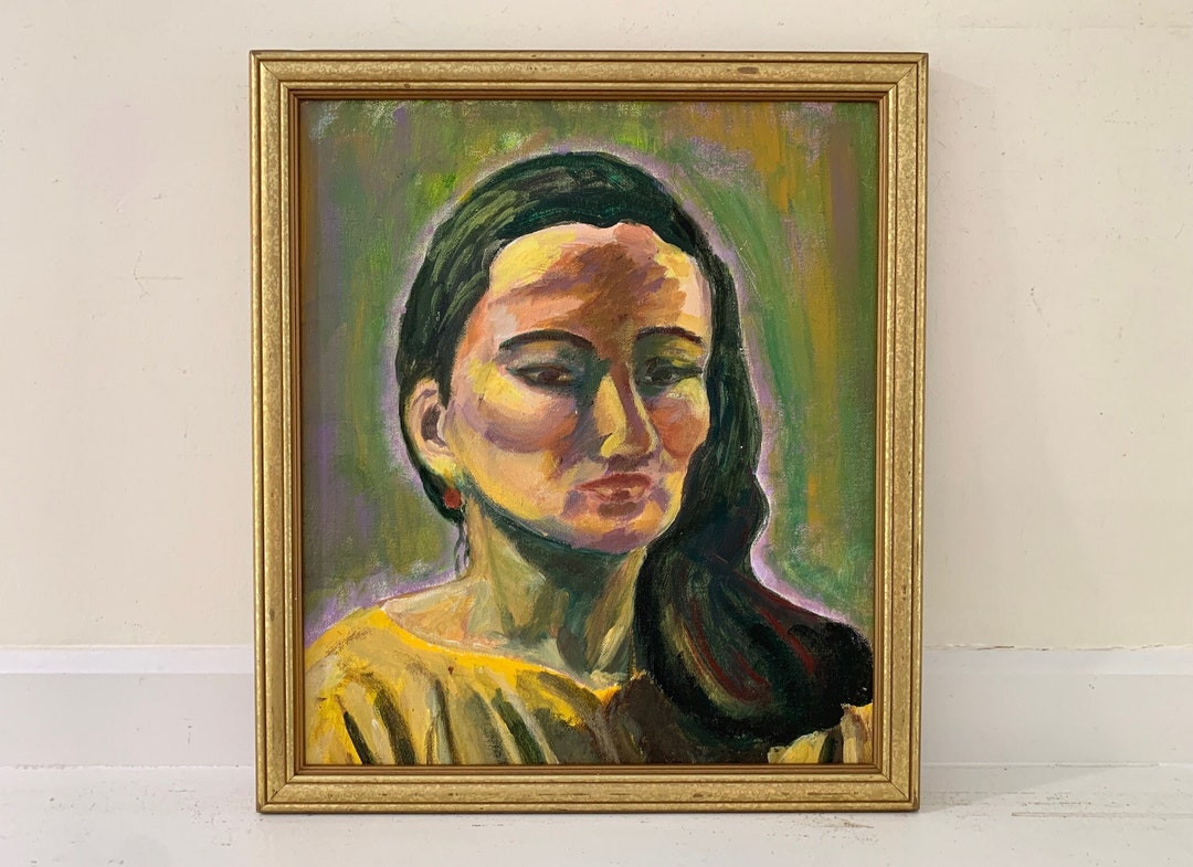 Outsider Art Painting; Original Vintage Expressionist Bold Moody Framed ...