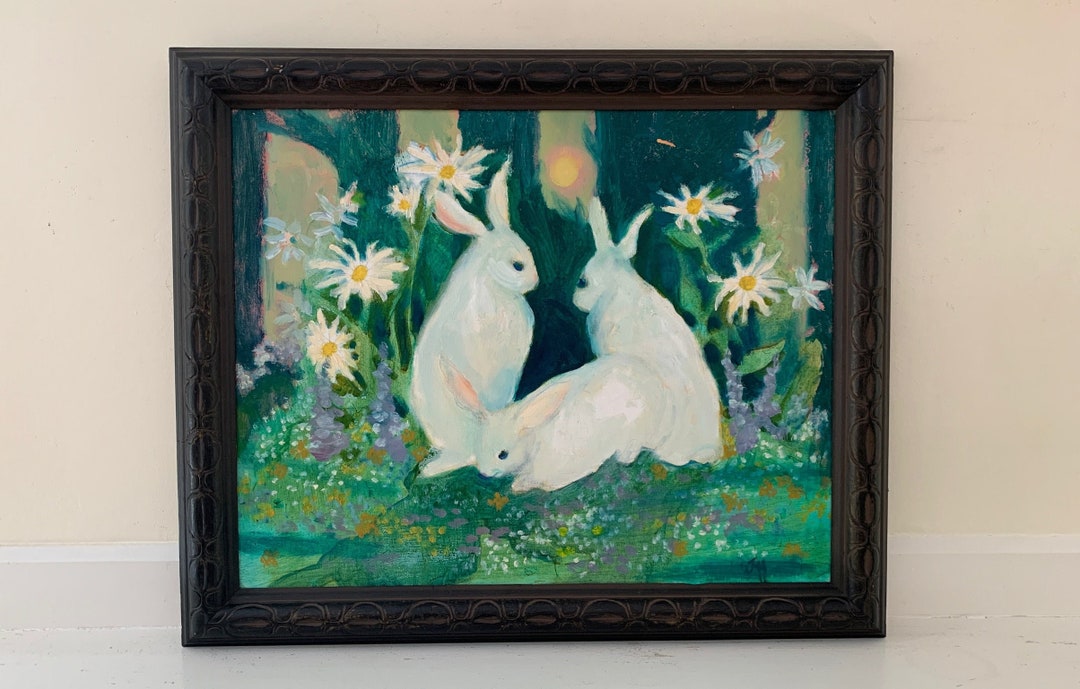 Original Oil Painting Large Framed Dreamlike Shabby Chic Landscape ...