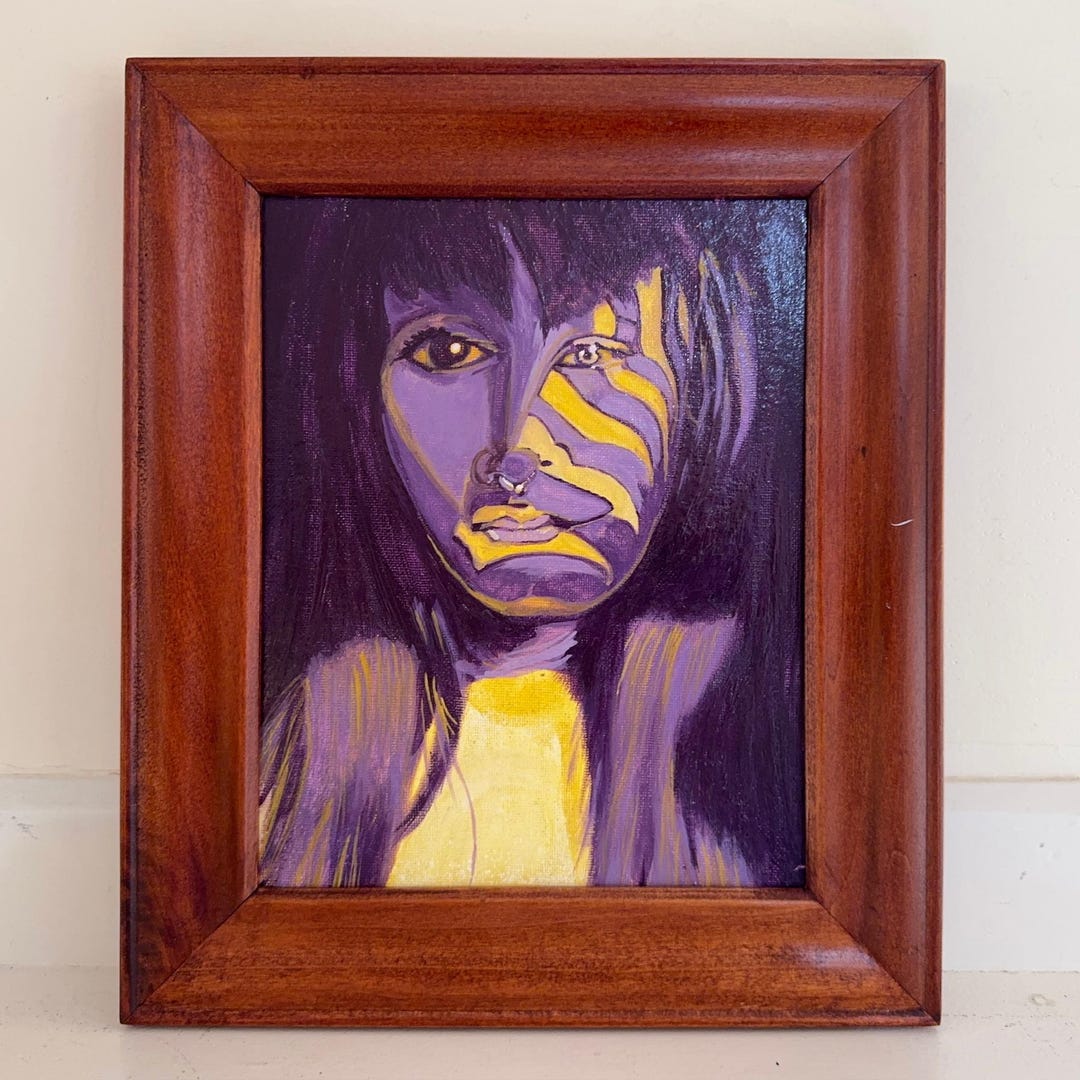 Outsider Art Painting; Original Expressionist Framed Female Portrait ...