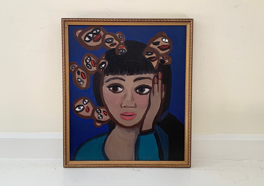 Outsider Art Painting Original Framed Contemporary Expressionist Female ...