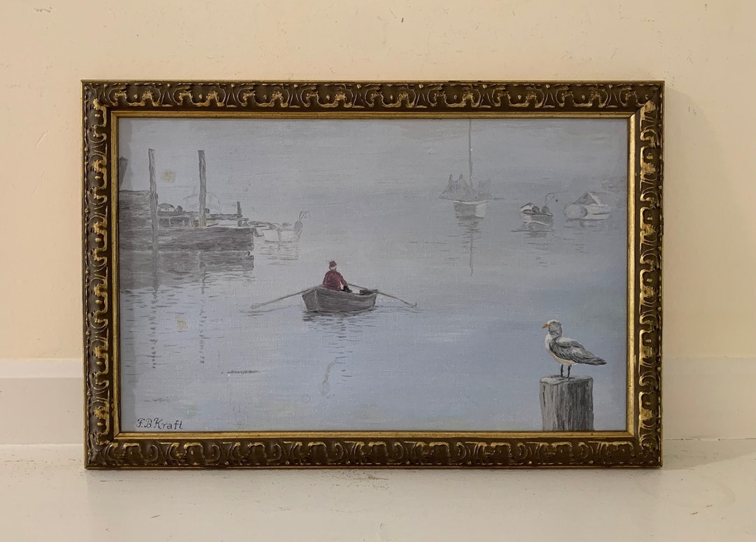 Vintage Maine Painting Original Nautical Seascape 1970s Shabby Chic ...