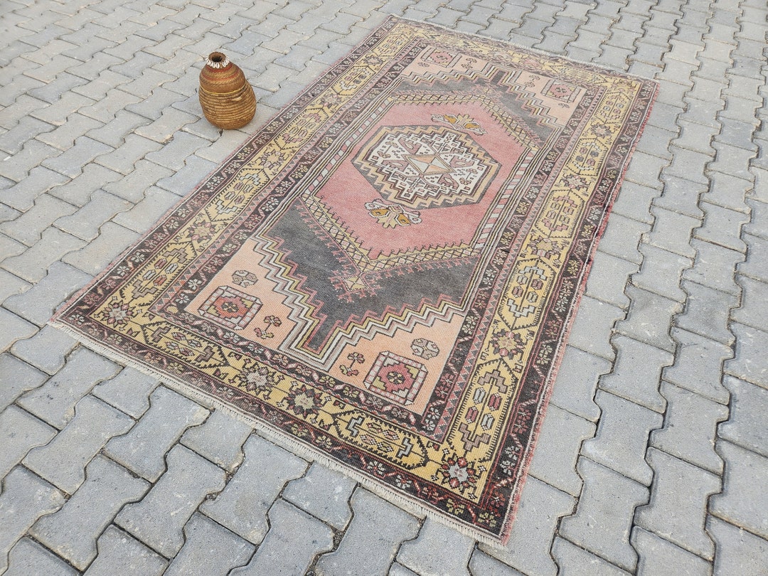 4x7 Pink Turkish Rug, Bohemian Rug, Anatolian Kilim Rug, Home Decor ...