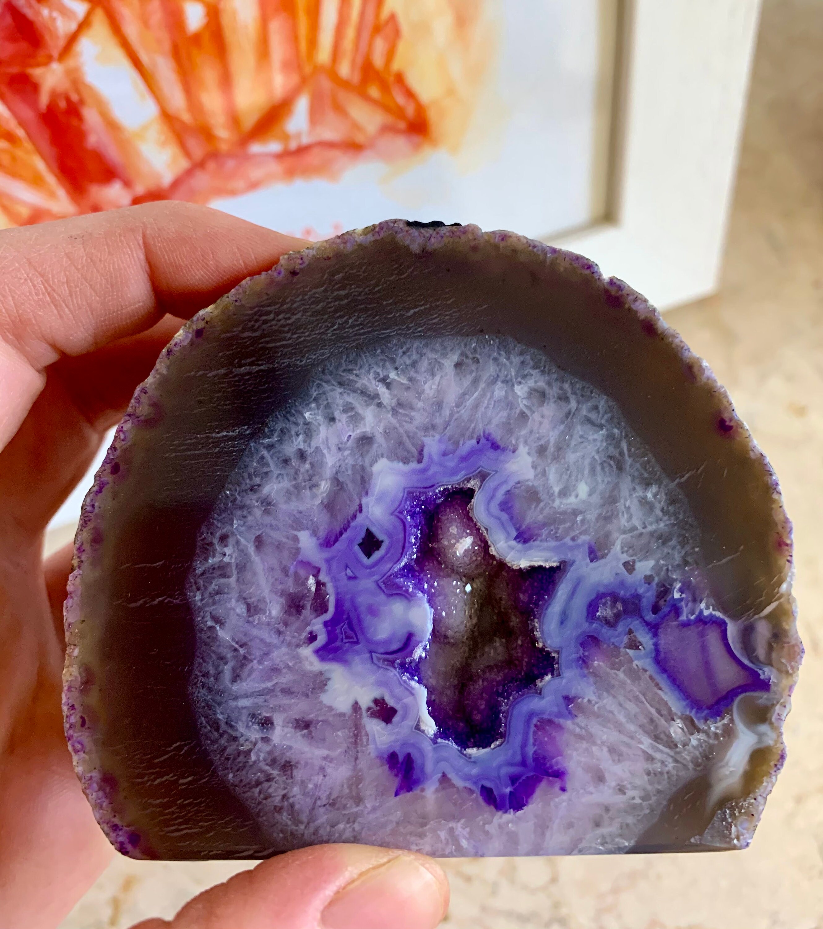 Purple Agate Geode Brazilian Agate Geode Purple Agate | Etsy