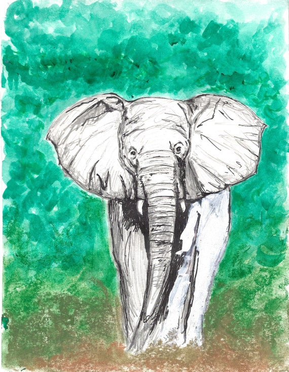 A4 Framed Elephant Print Elephant Painting Elephant Framed - Etsy