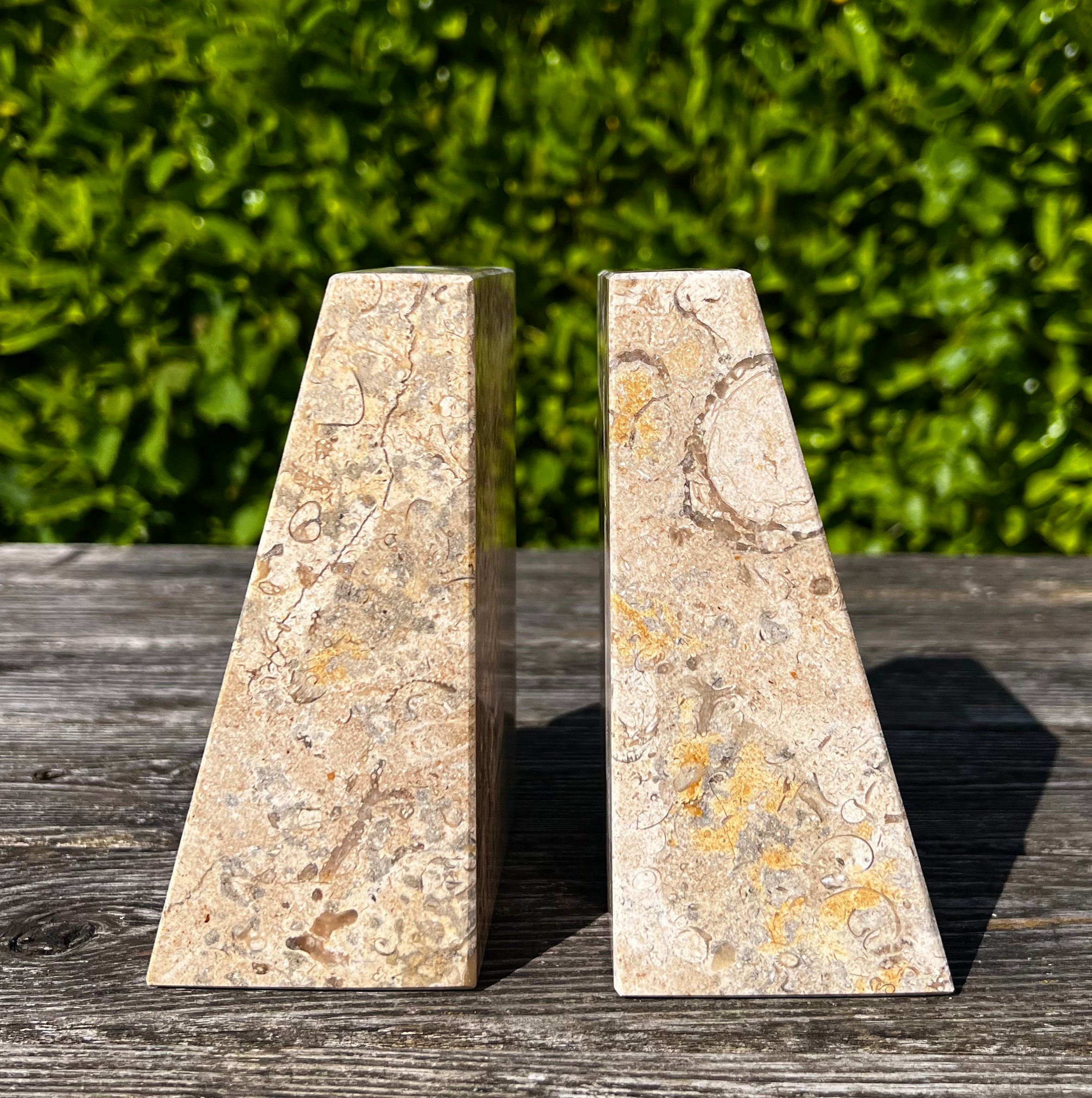 Fossilstone Marble Bookends Fossil Bookends Natural - Etsy UK