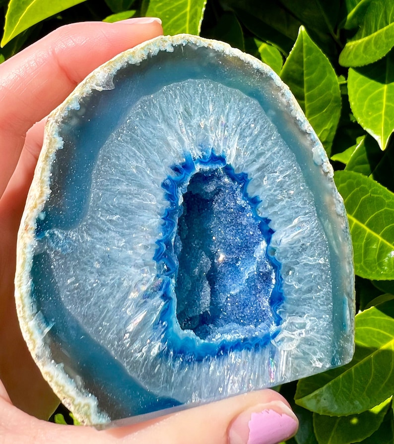 Blue Agate Geode Brazilian Agate Geode Geode Crystal Blue - Etsy