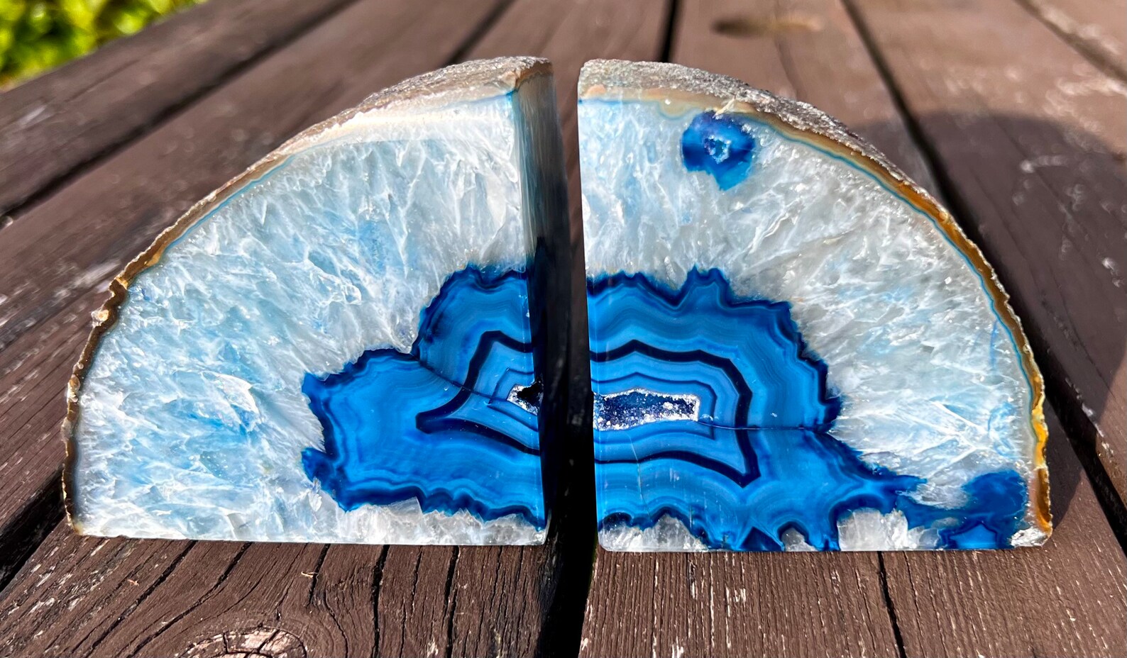 Blue Agate Bookends Blue Agate Bookends Agate Gift - Etsy