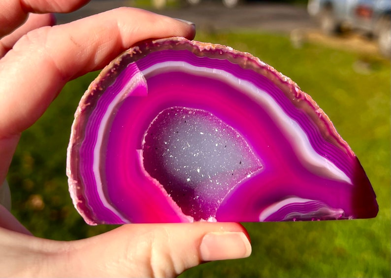 Pink Agate Geode Geode Pink Geode Crystal Brazilian Agate | Etsy