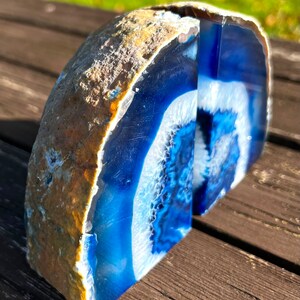 Blue Agate Bookends Blue Agate Bookends Agate Gift - Etsy