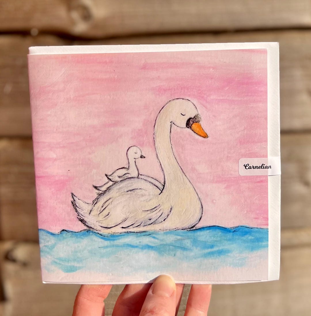 Mothers Day Card, Swan, Swan and Cygnet, Mother’s Day, Cute Mothers Day ...