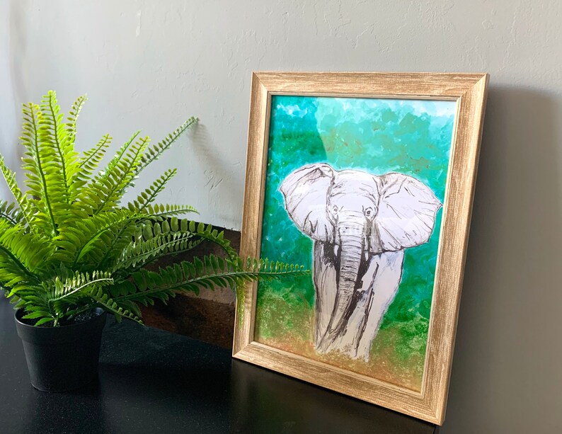 A4 Framed Elephant Print Elephant Painting Elephant Framed - Etsy