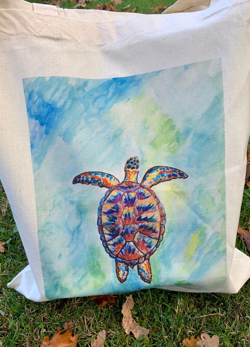Tote Bag, Turtle Tote Bag, Art Tote Bag, Tote Bag, Environmental Bag ...