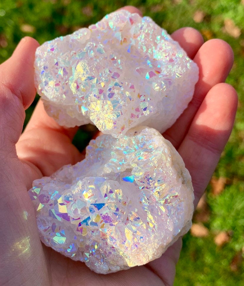 White Aura Geode Geode Sparkly Sparkly Geode Shiny Gift. | Etsy