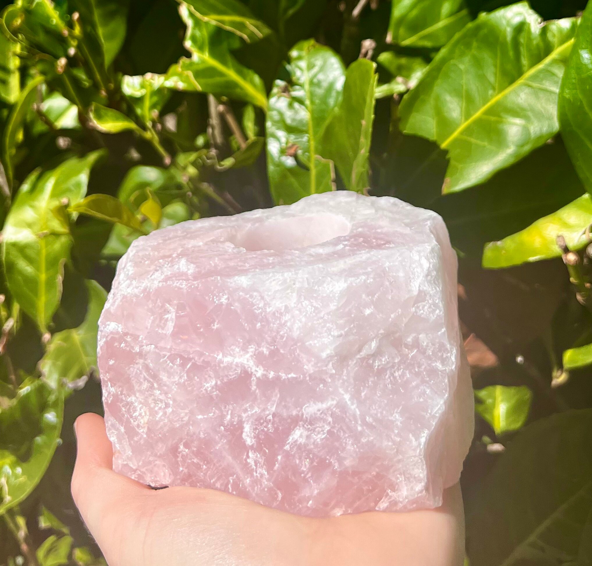 Rose Quartz Tea light Unique Rose Quartz Real Rose Quartz - Etsy.de