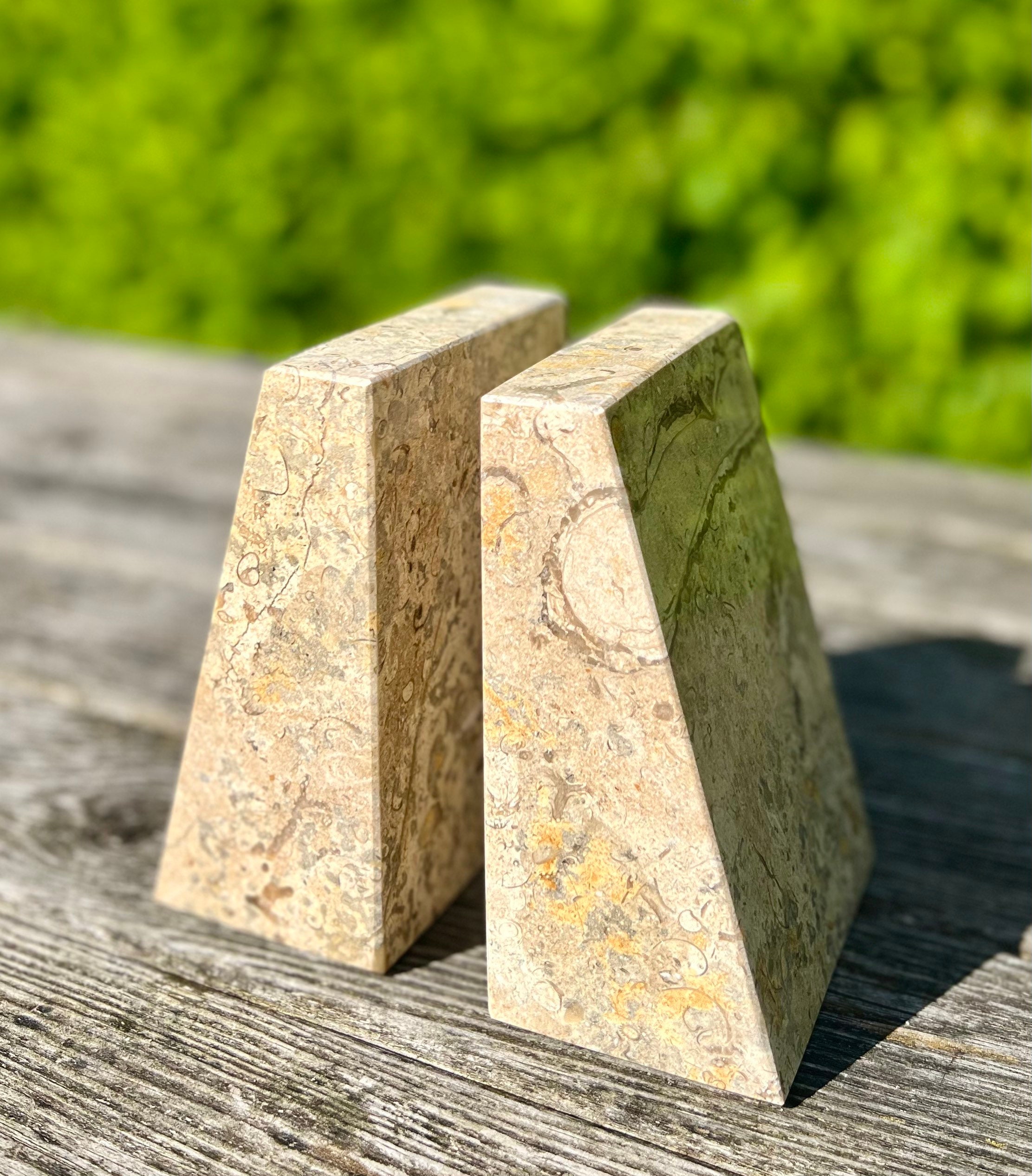 Fossilstone Marble Bookends Fossil Bookends Natural - Etsy UK