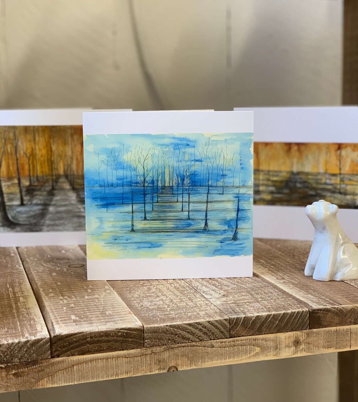 Pack of 6 Cards, Abstract Blue Pathway, Painting, Path. - Etsy