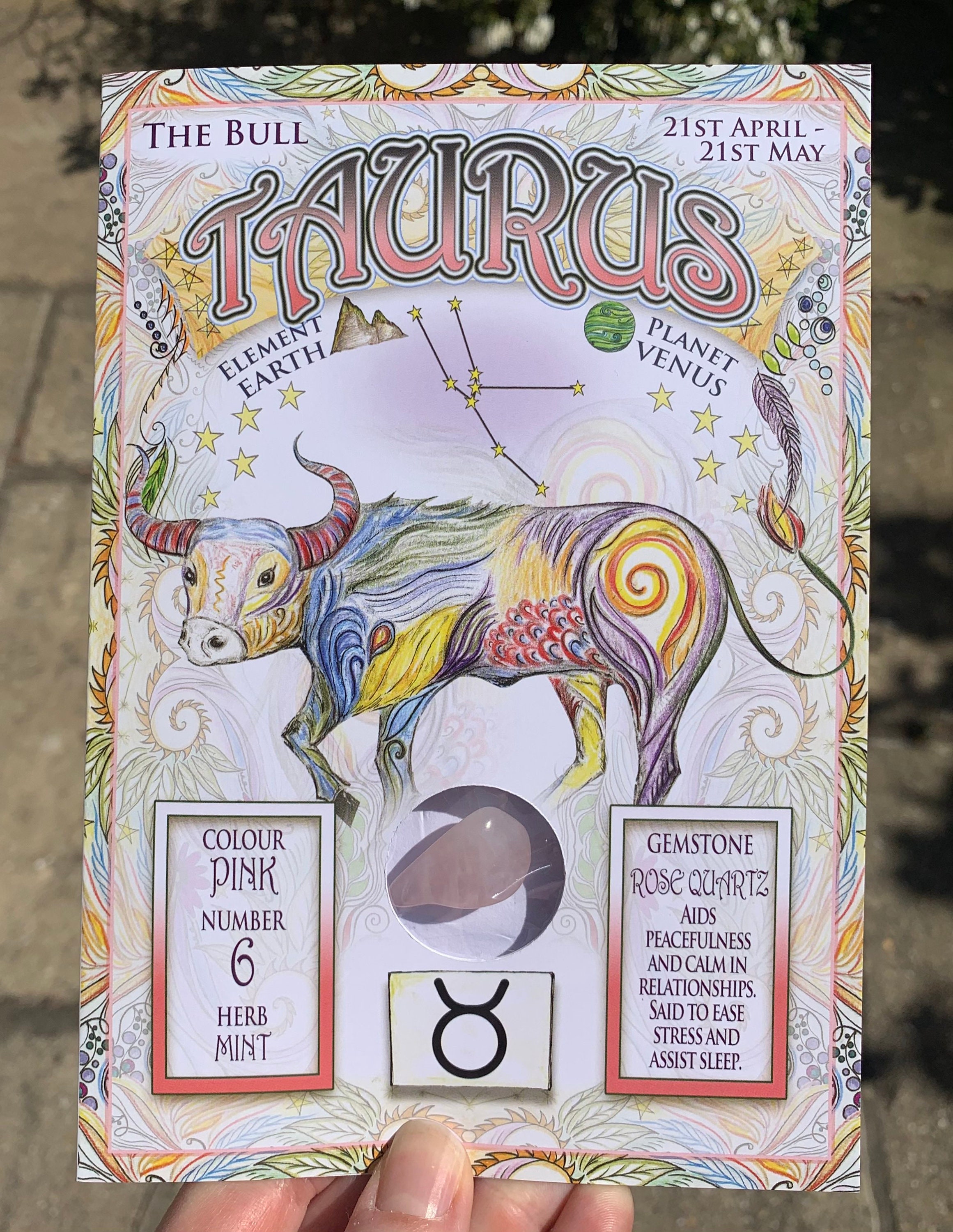 Taurus Zodiac Card Taurus Zodiac Zodiac Gemstone Zodiac - Etsy