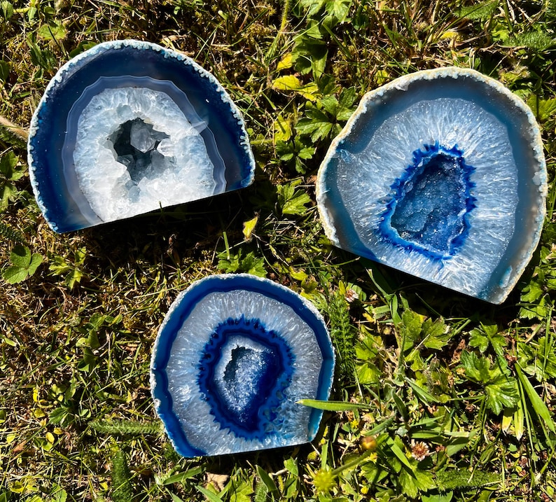 Blue Agate Geode Brazilian Agate Geode Geode Crystal Blue - Etsy