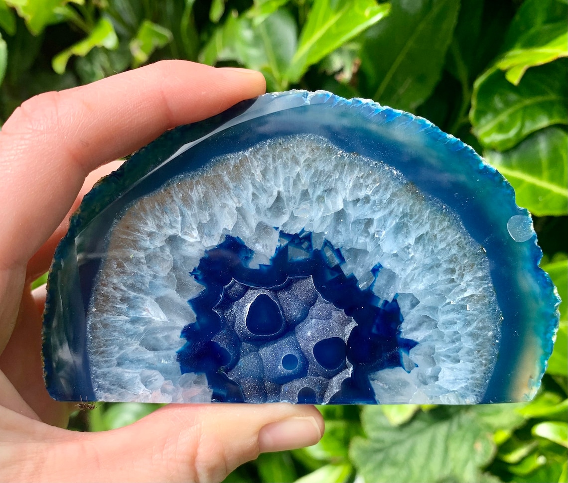 Blue Agate Geode Brazilian Agate Geode Geode Crystal Blue | Etsy