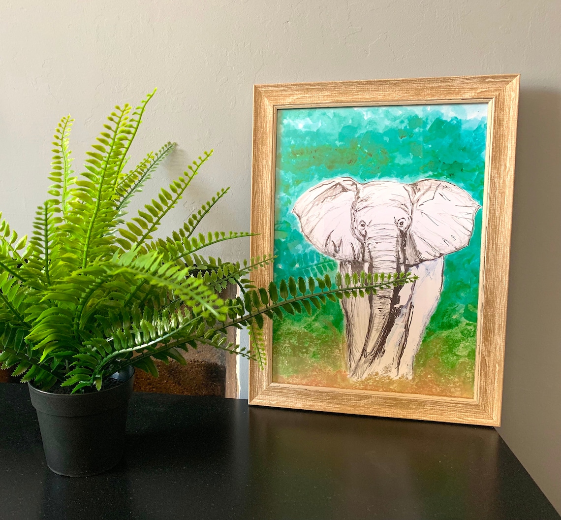 A4 Framed Elephant Print Elephant Painting Elephant Framed - Etsy