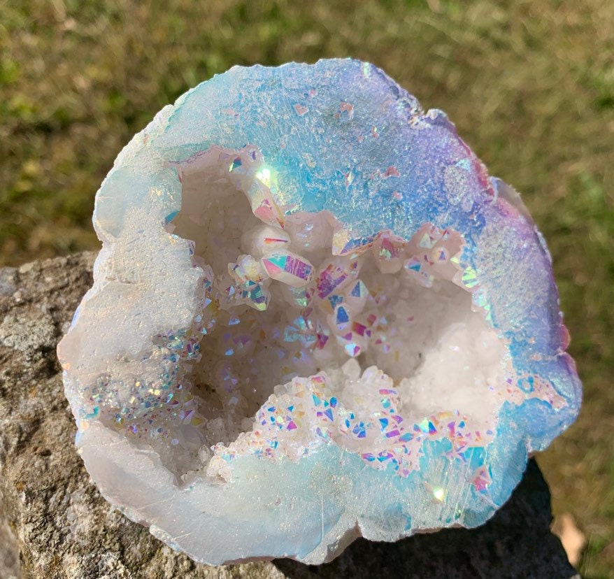 White Aura Plated Geode Geode Aura Sparkle Sparkly Geode | Etsy
