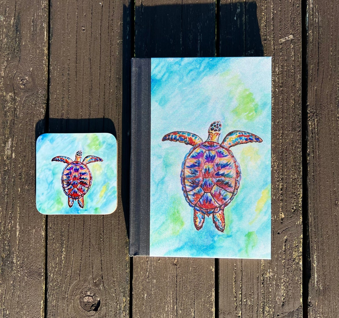 Turtle Notebook, Turtle Art, Turtle Coasters, Turtle Gifts. - Etsy