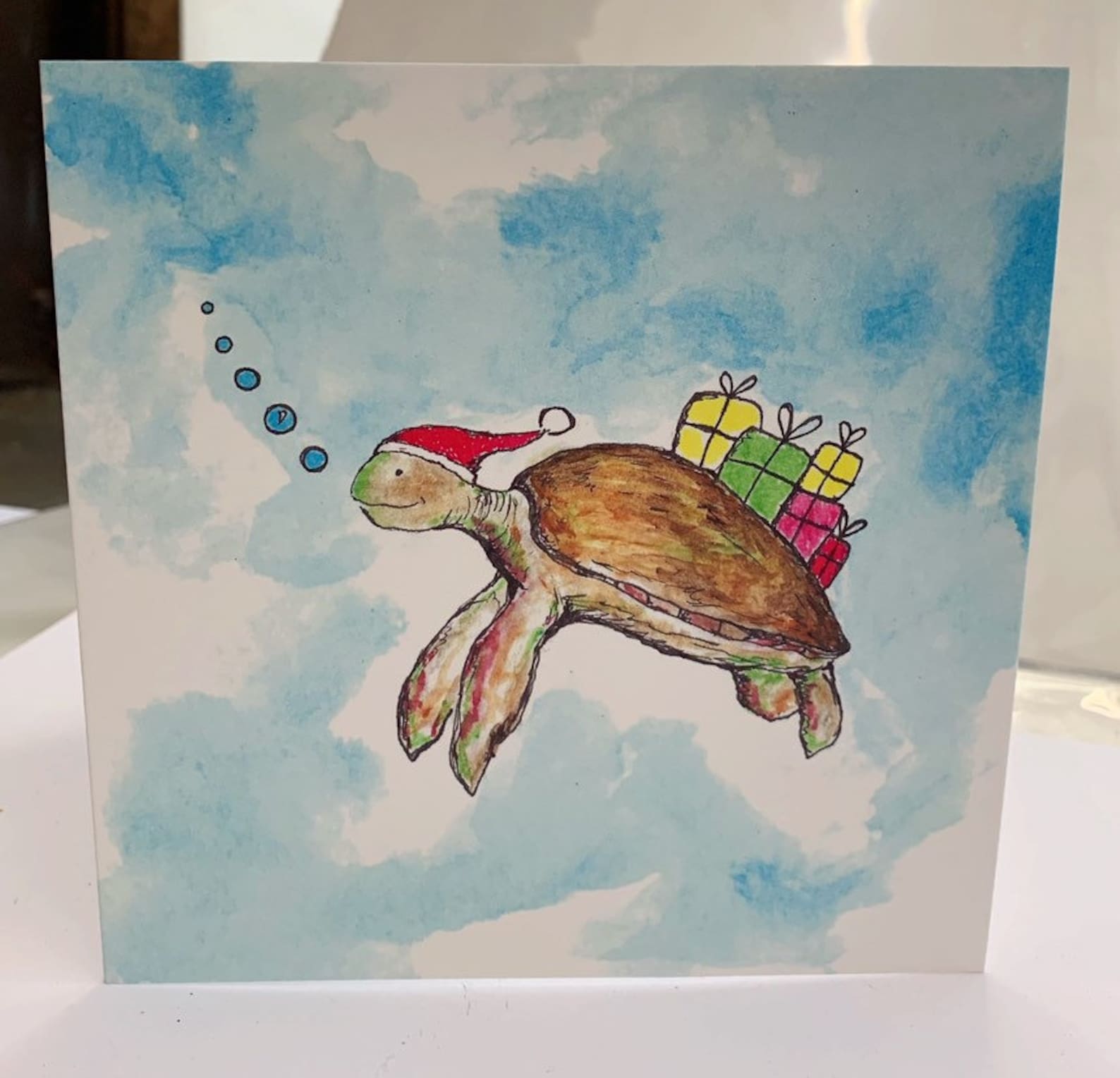 Turtle Christmas Card Turtle Turtle Drawing Turtley Awesome - Etsy