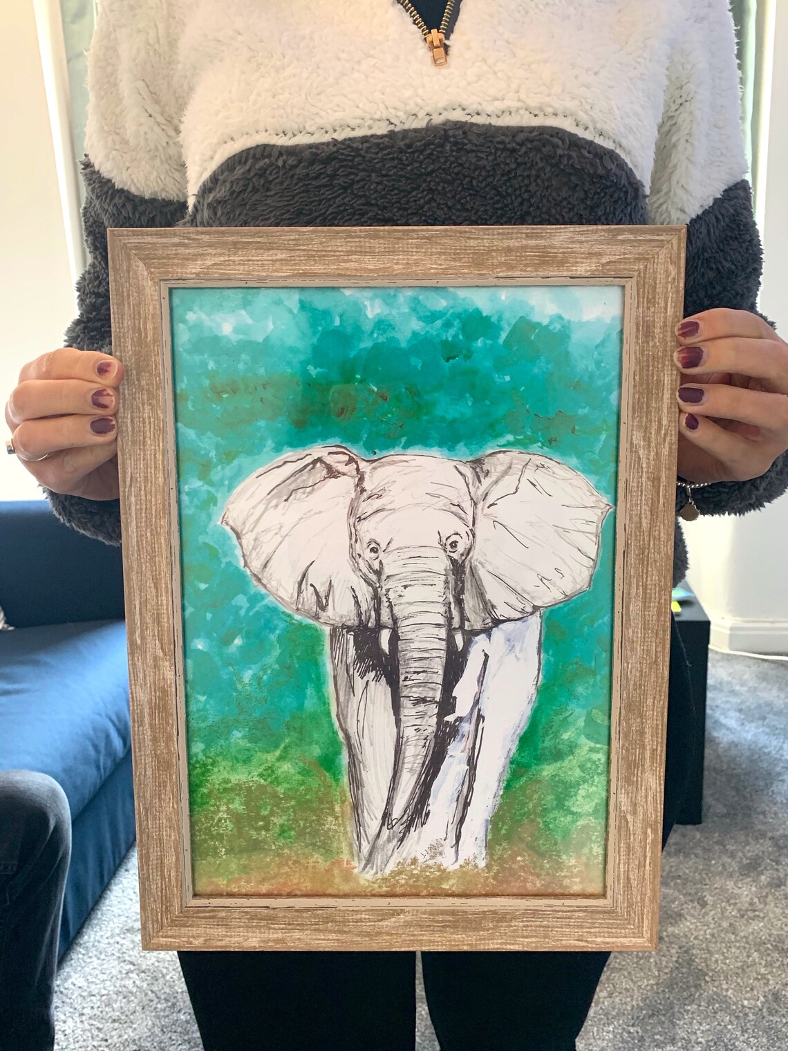 A4 Framed Elephant Print Elephant Painting Elephant Framed - Etsy