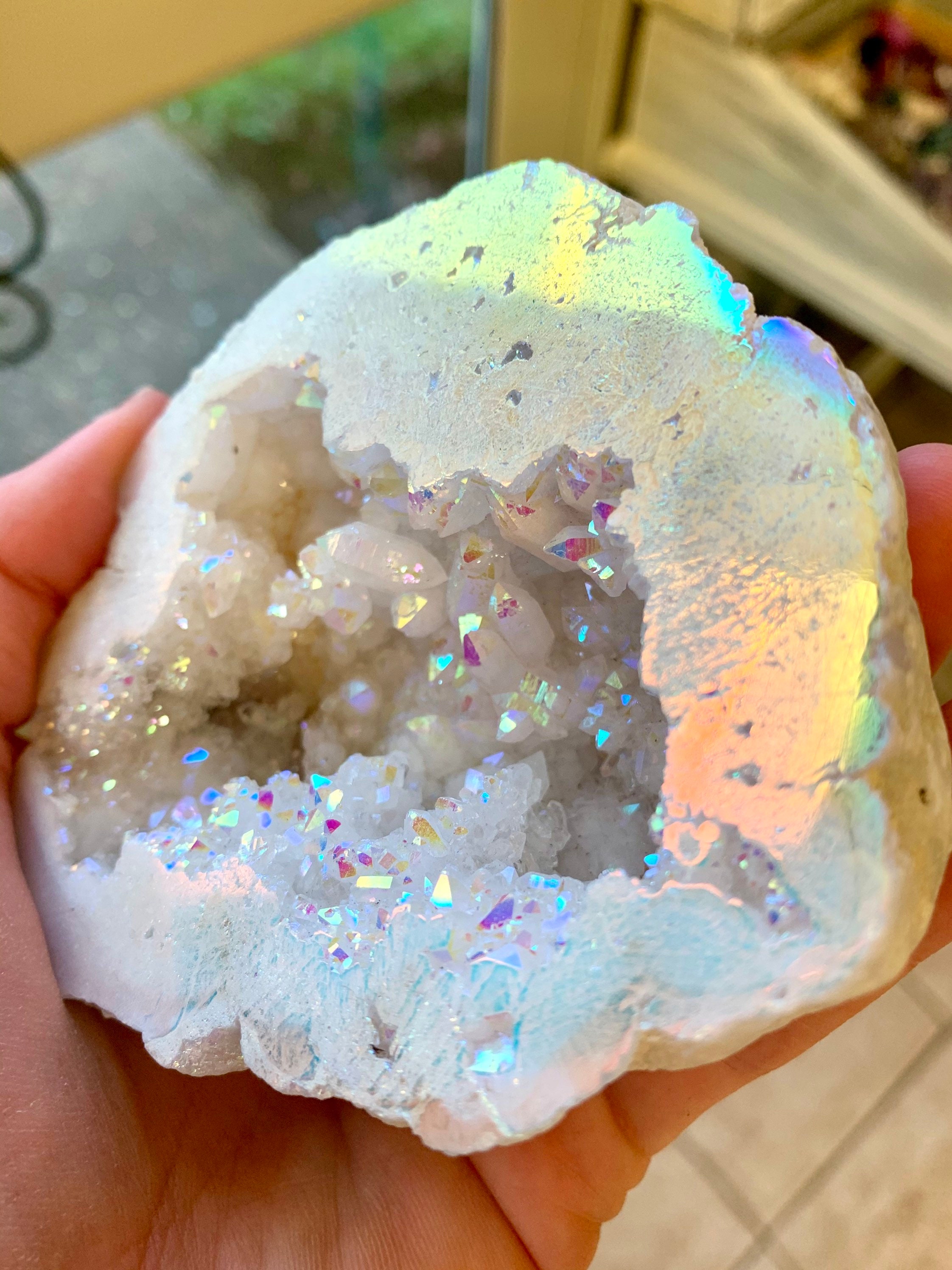 White Aura Plated Geode Geode Aura Sparkle Sparkly Geode | Etsy