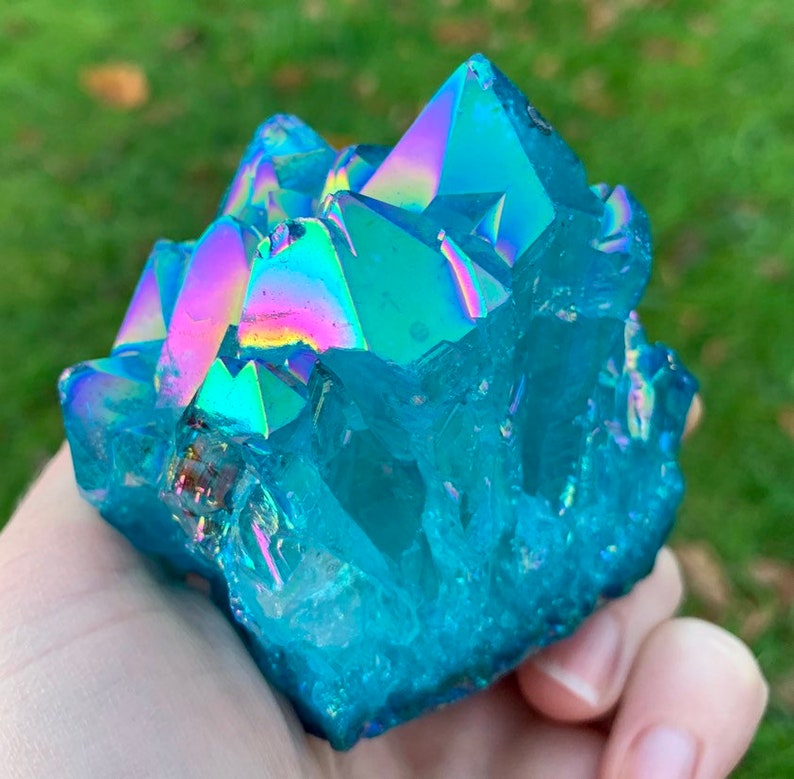 Blue Aura Plated Amethyst Amethyst Aura Aura Amethyst | Etsy