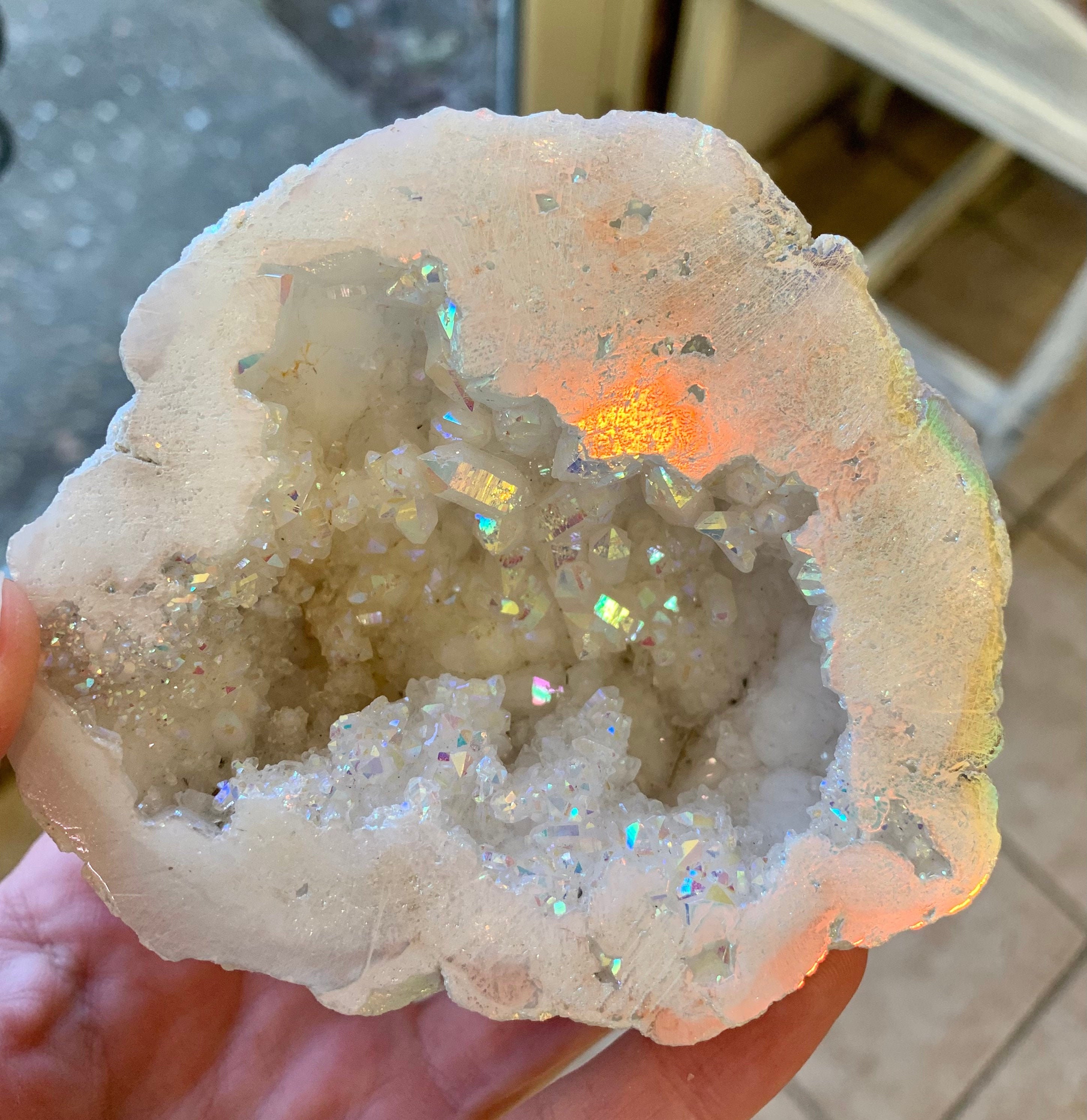 White Aura Plated Geode Geode Aura Sparkle Sparkly Geode | Etsy