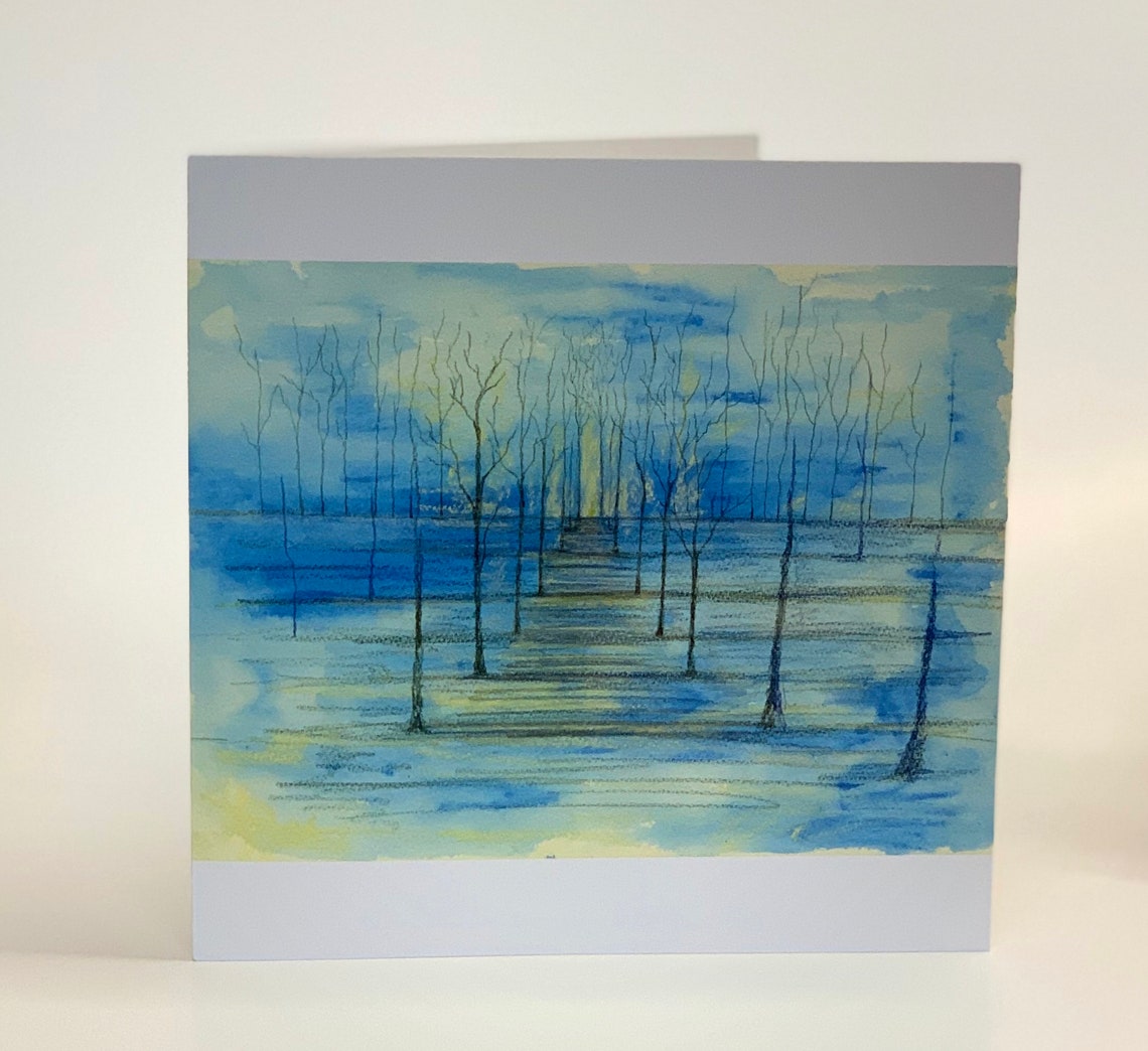 Pack of 6 Cards, Abstract Blue Pathway, Painting, Path. - Etsy