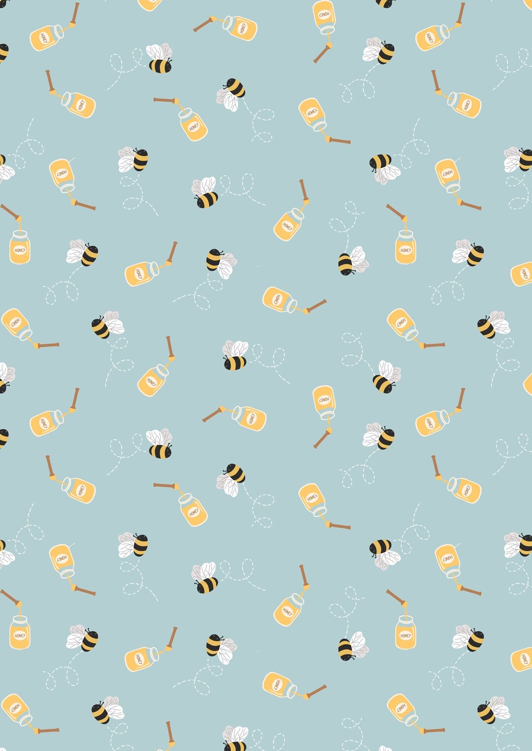 Teddy Bears Picnic - Honey Bee on Duck Egg A796.2 - Etsy