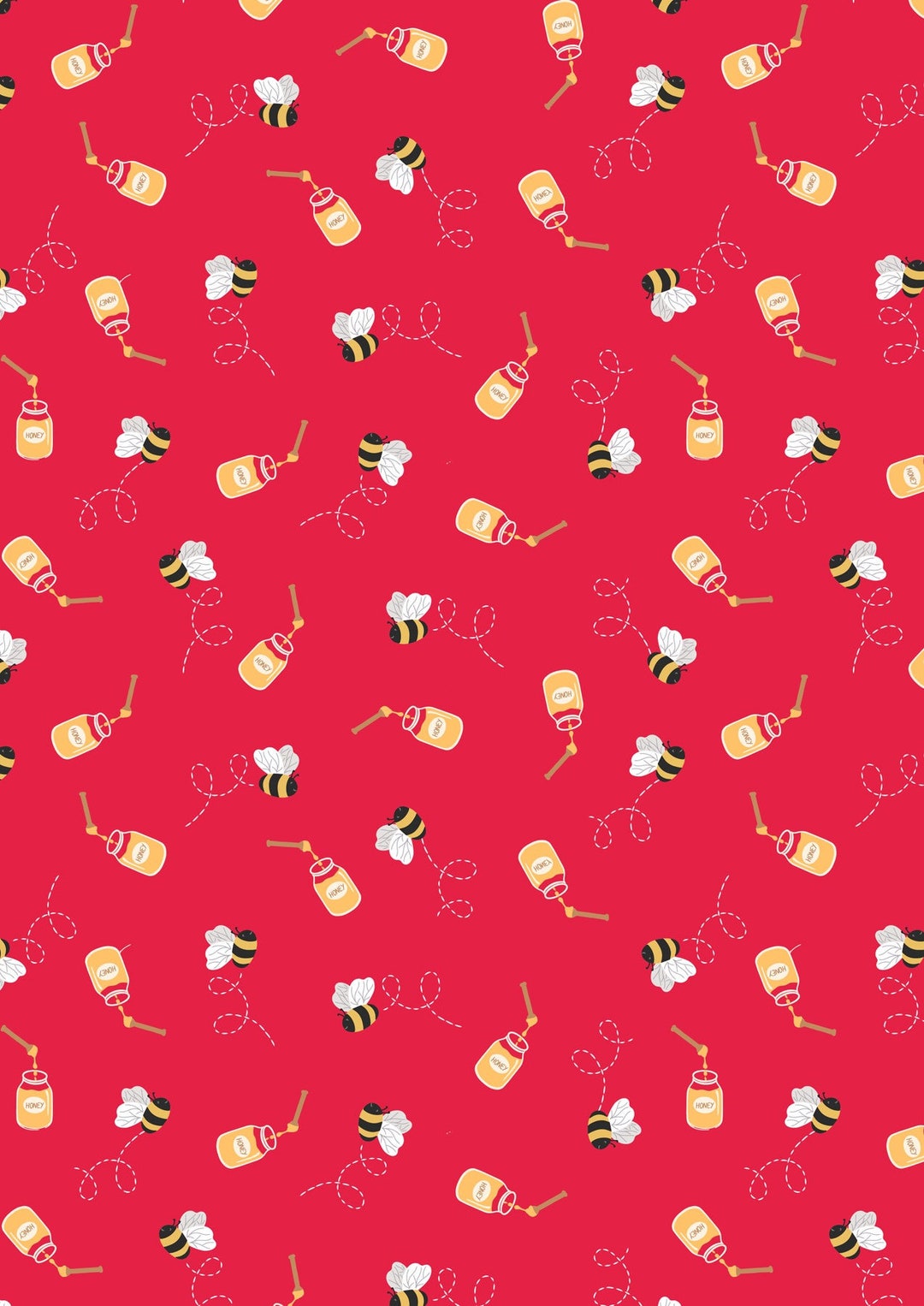 Teddy Bears Picnic - Honey Bee on Red A796.3 - Etsy