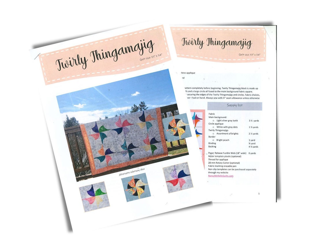 Twirly Thingamajig - Quilt Pattern NMQ1005 - Etsy