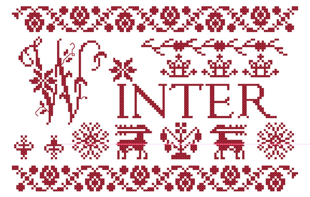 WINTER - Single Color Cross Stitch Chart - PDF Format - Etsy